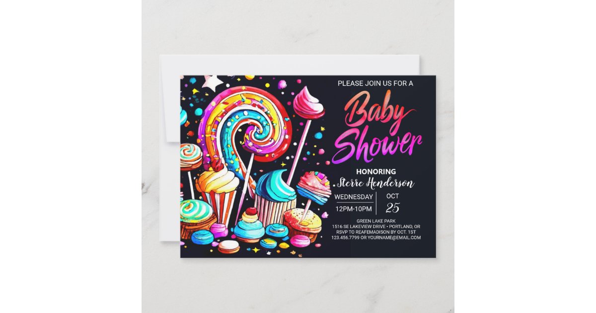 Boho Candy Sweet Celebration Baby Shower Invitation | Zazzle