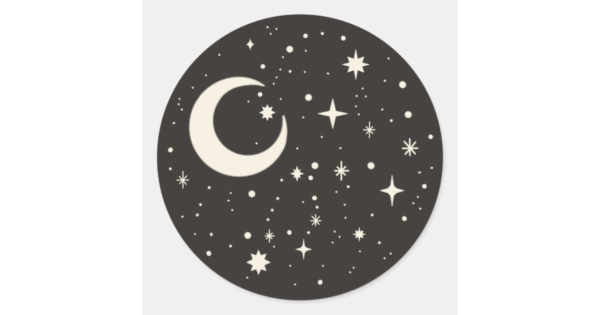 Boho Celestial moon and stars sticker | Zazzle