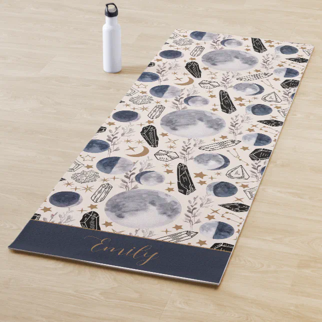 Boho Celestial Moon Phase Crystal Mystical Pattern Yoga Mat | Zazzle