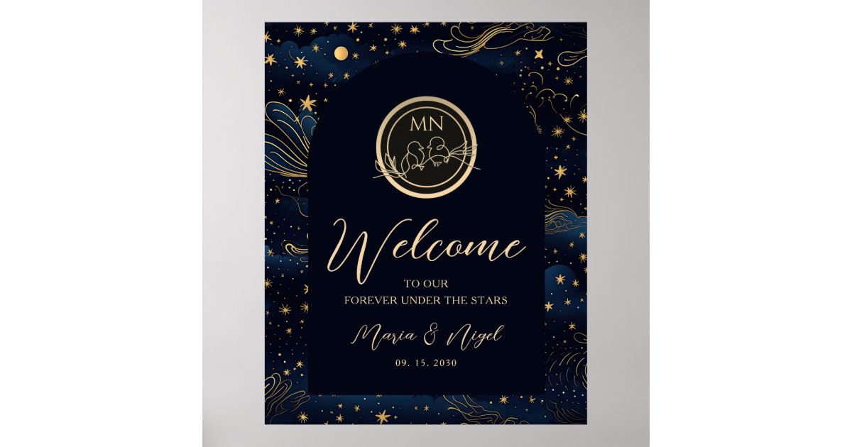 Boho Celestial Night Wedding Welcome Sign | Zazzle