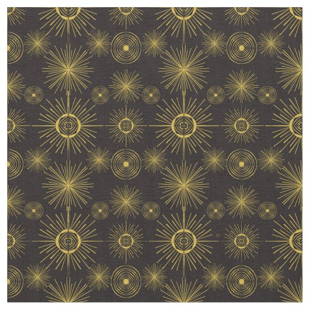 Vintage Sun Moon Stars Pattern Fabric | Zazzle