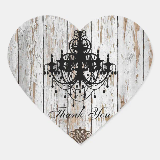 boho chic barn wood rustic country wedding heart sticker | Zazzle