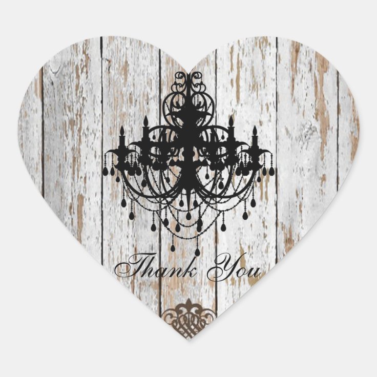 boho chic barn wood rustic country wedding heart sticker | Zazzle