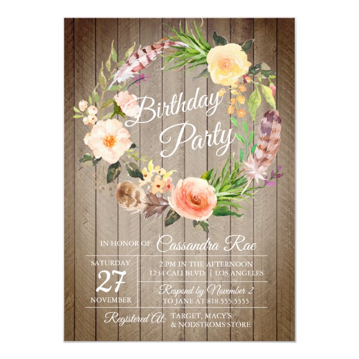 Boho Chic Birthday Party Invitation | Zazzle.com