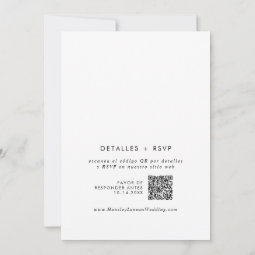 Boho Chic Black and White QR Code Spanish Wedding Invitation | Zazzle
