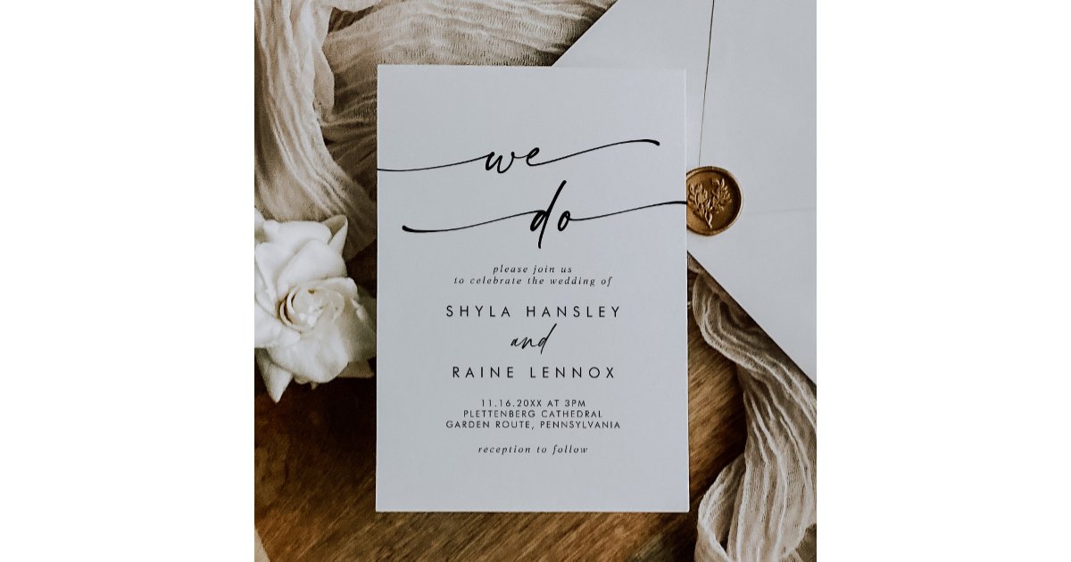 Boho Chic Black and White We Do Wedding Invitation | Zazzle