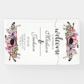 Boho Chic Blush Pink Floral Wedding Welcome Banner | Zazzle