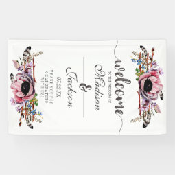 Boho Chic Blush Pink Floral Wedding Welcome Banner | Zazzle