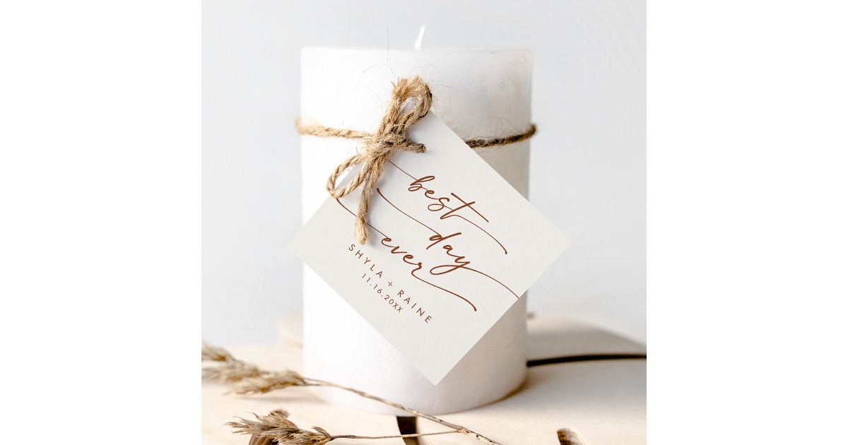 Boho Chic Bohemian Cream Best Day Ever Wedding Favor Tags | Zazzle
