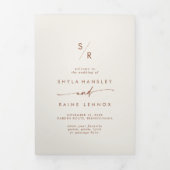 Boho Chic Bohemian Cream Monogram Wedding Tri-Fold Program | Zazzle