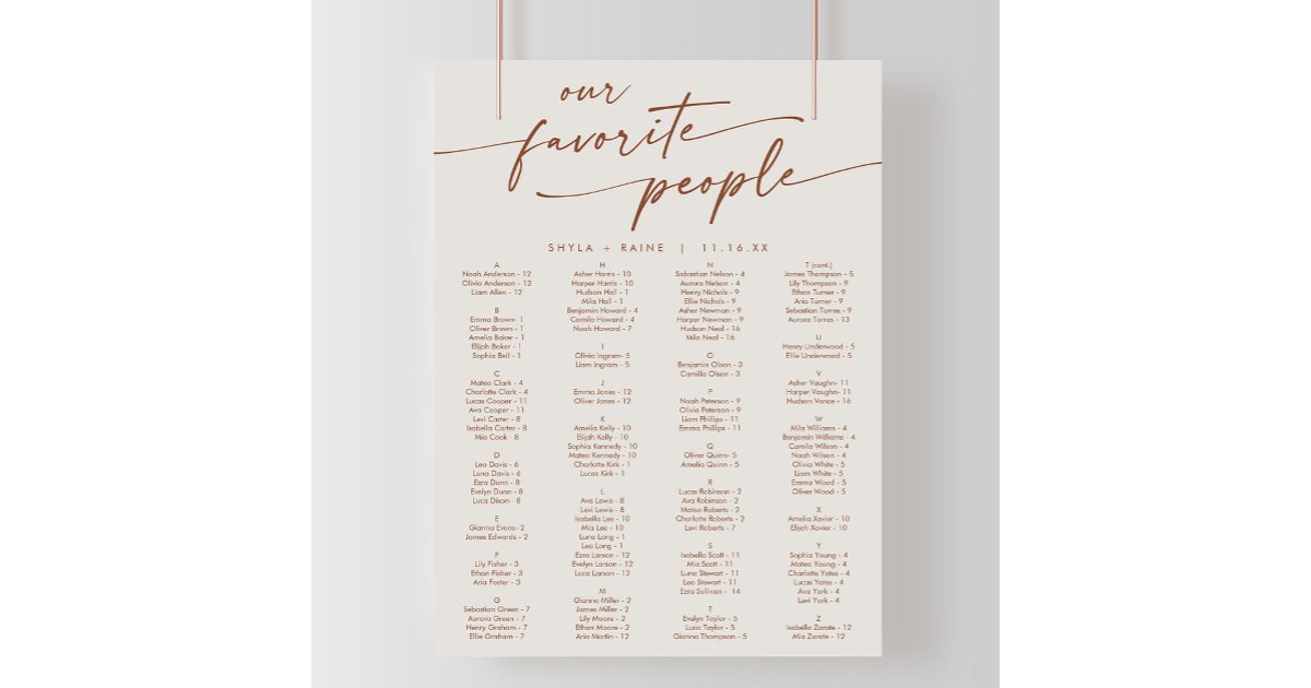 Boho Chic Bohemian Cream Printable Seating Chart | Zazzle