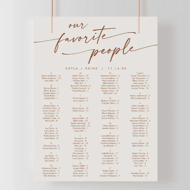 Boho Chic Bohemian Cream Printable Seating Chart | Zazzle