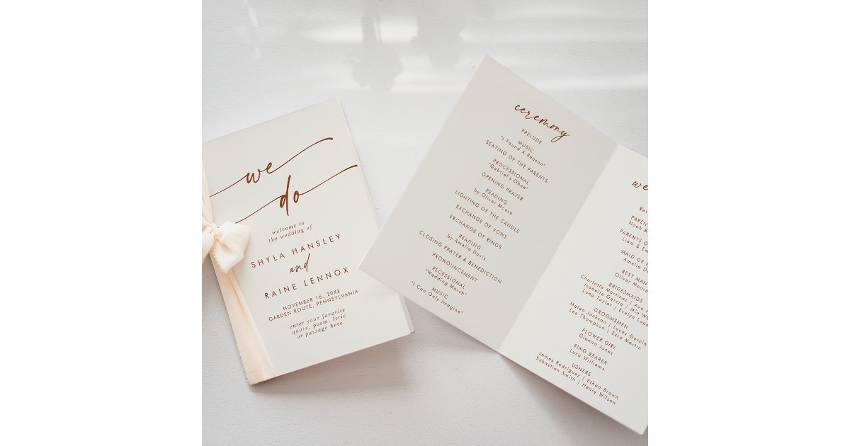 Boho Chic Bohemian Cream We Do Folded Wedding Program | Zazzle