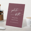 Boho Chic Burgundy Red Wedding Photo Booth Pedestal Sign | Zazzle