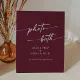 Boho Chic Burgundy Red Wedding Photo Booth Pedestal Sign | Zazzle