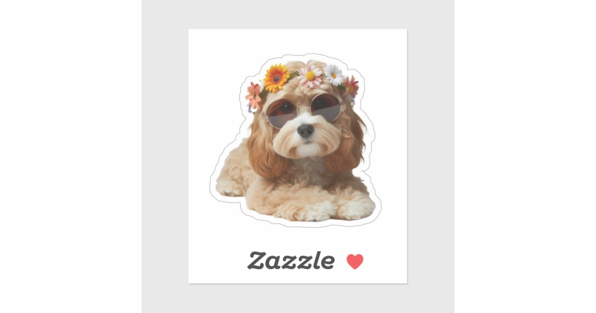 Boho Chic Cavapoo Cavadoodle Sticker | Zazzle