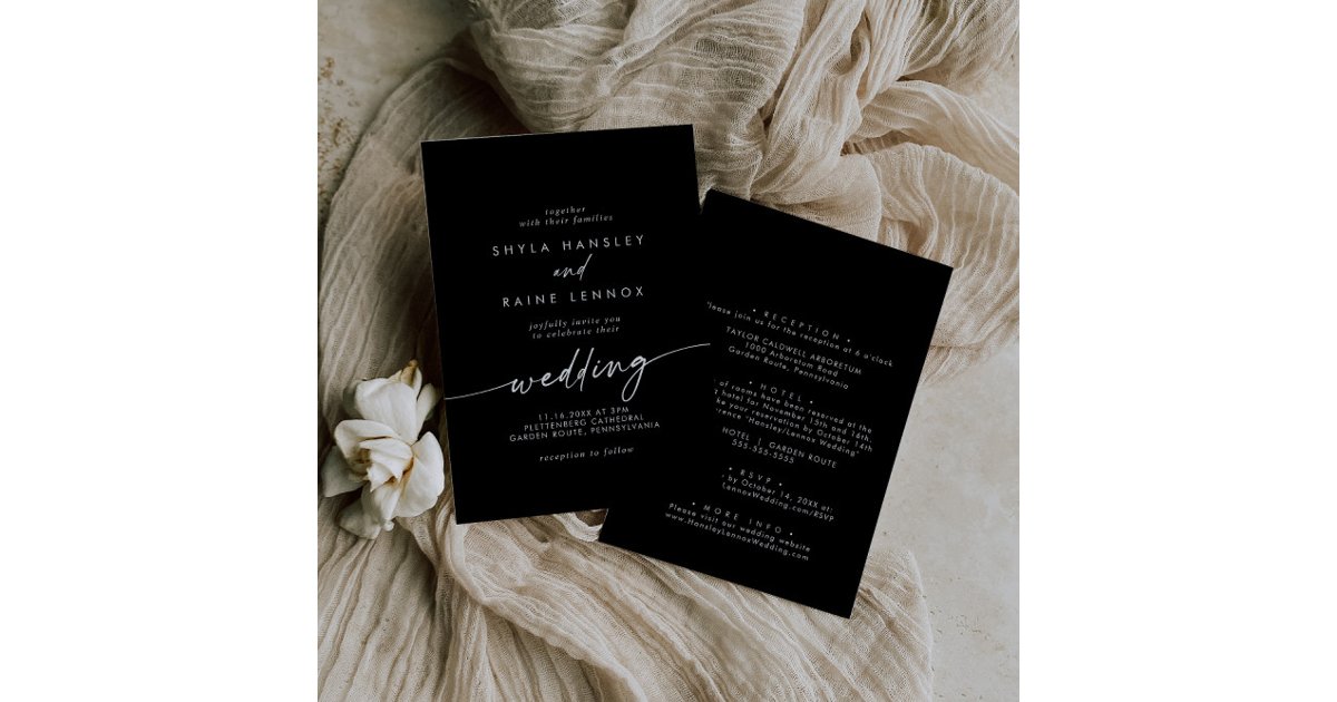 Boho Chic COLOR EDITABLE Front and Back Wedding Invitation | Zazzle