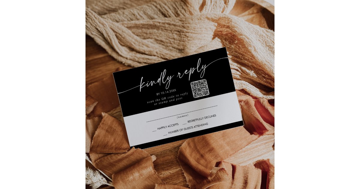 Boho Chic COLOR EDITABLE Mail In and QR Code RSVP Card | Zazzle