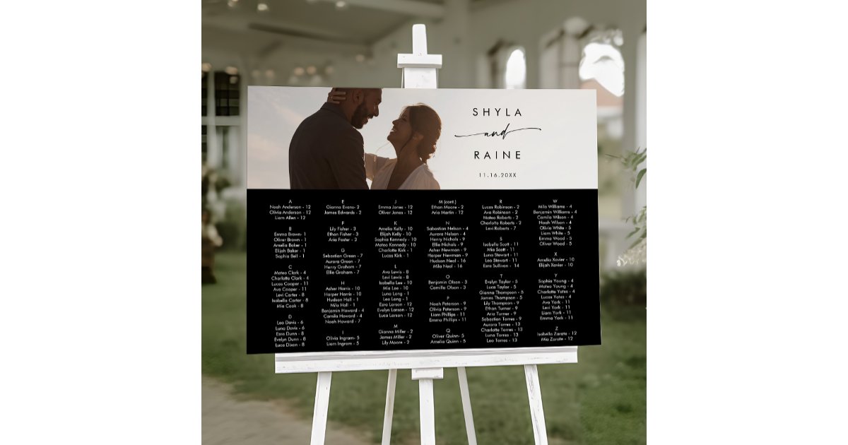 Boho Chic COLOR EDITABLE Photo Seating Chart Foam Board | Zazzle