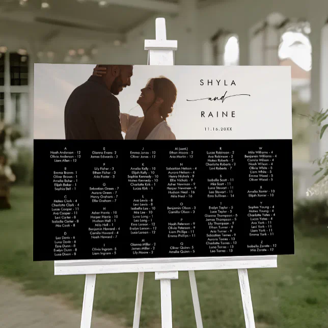 Boho Chic COLOR EDITABLE Photo Seating Chart Foam Board | Zazzle