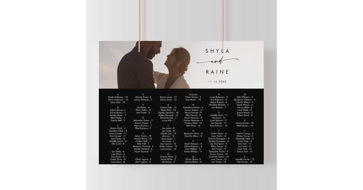 Boho Chic COLOR EDITABLE Picture Seating Chart | Zazzle