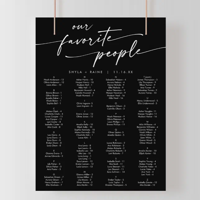 Boho Chic COLOR EDITABLE Printable Seating Chart | Zazzle