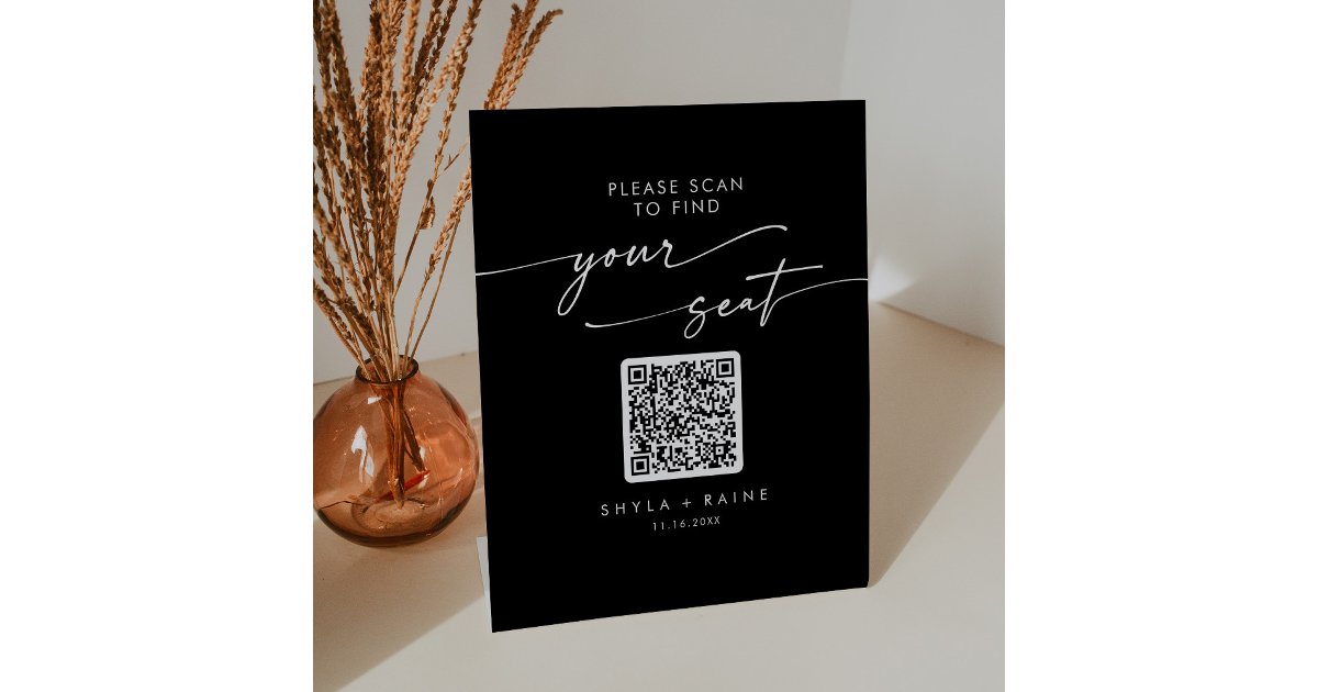 Boho Chic COLOR EDITABLE Seating Chart QR Code Pedestal Sign | Zazzle
