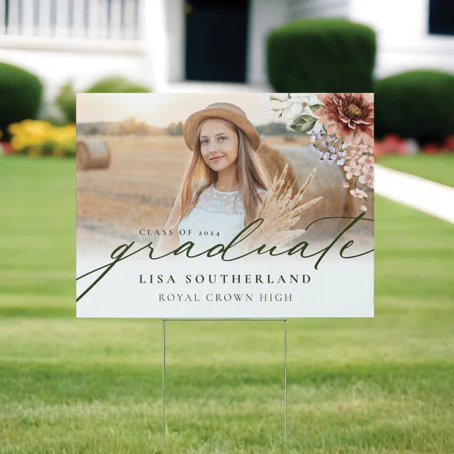 Boho Chic Cowgirl Country Western Graduation Photo Sign | Zazzle