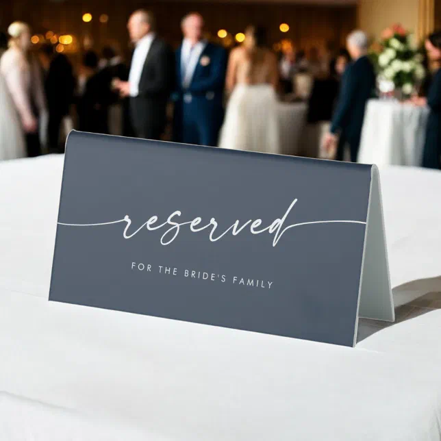 Boho Chic Dark Navy Blue Wedding Reserved Sign | Zazzle