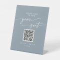 Boho Chic Dusty Blue Seating Chart QR Code Pedestal Sign | Zazzle