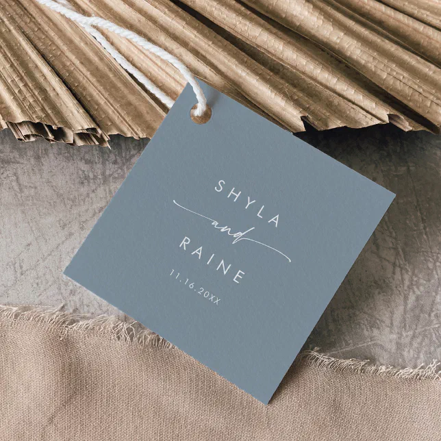 Boho Chic Dusty Blue Wedding Favor Tags | Zazzle
