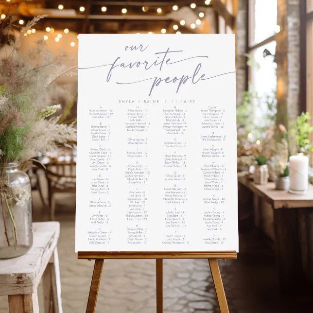 Boho Chic Dusty Purple Wedding Seating Chart Foam Board | Zazzle