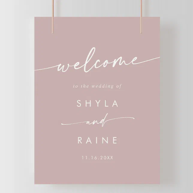 Boho Chic Dusty Rose Pink DIY Wedding Welcome Sign | Zazzle