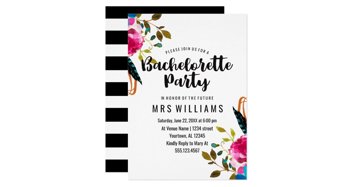 Boho Chic Floral Bachelorette Party Invitation | Zazzle.com