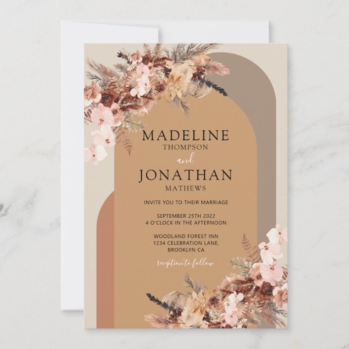 Boho Chic Floral Hydrangea Watercolor Arch Wedding Invitation | Zazzle