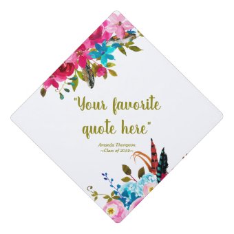Boho Chic floral personalized Graduation Cap Topper | Zazzle
