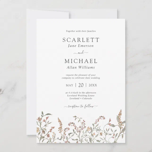 Boho Chic Floral Wedding Invitation | Zazzle