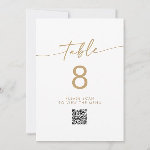 Boho Chic Gold and White QR Code Table Numbers | Zazzle