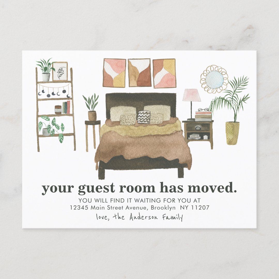 Boho Chic Guest Room Moved New Home Address Moving Announcement ...