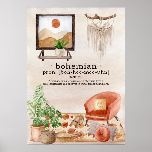 Boho Chic Home Scene Bohemian Definition Poster | Zazzle