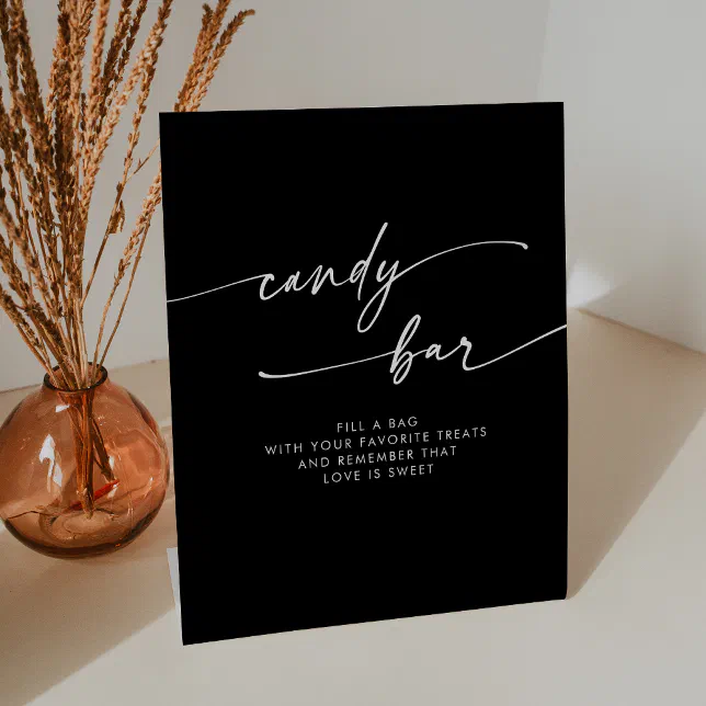 Boho Chic Modern COLOR EDITABLE Candy Bar Wedding Pedestal Sign | Zazzle