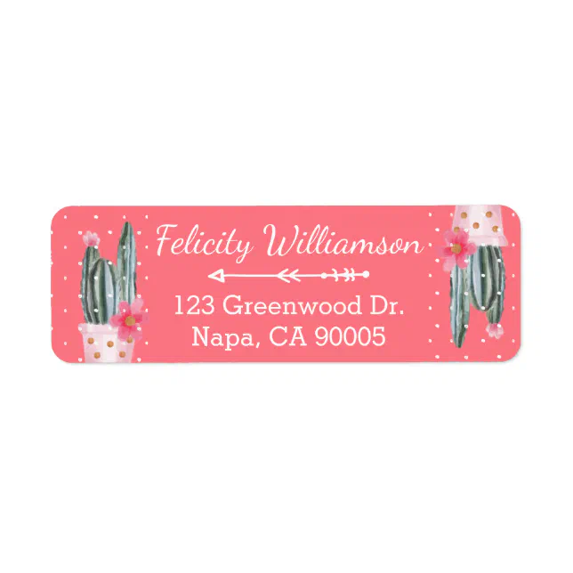 Boho Chic & Modern Watercolor Cactus Plant Pattern Label | Zazzle