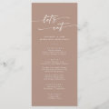 Boho Chic Neutral Taupe Thank You and Wedding Menu | Zazzle