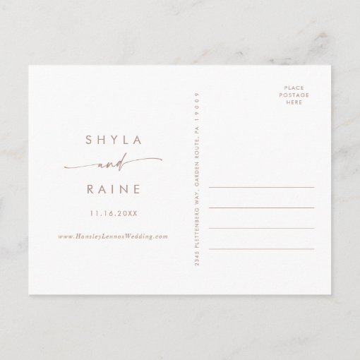 Boho Chic Neutral Taupe Wedding Save the Date Invitation Postcard | Zazzle