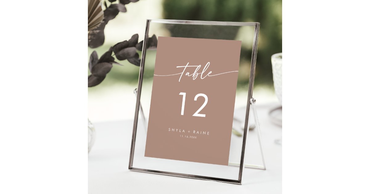 Boho Chic Neutral Taupe Wedding Table Numbers | Zazzle