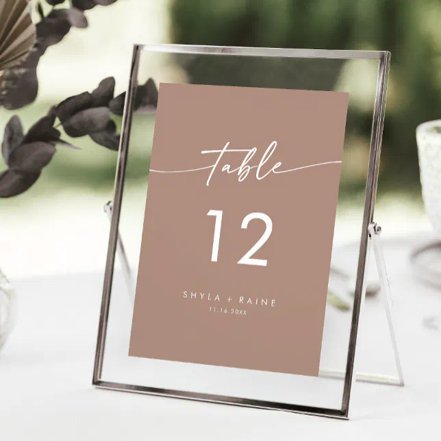 Boho Chic Neutral Taupe Wedding Table Numbers | Zazzle
