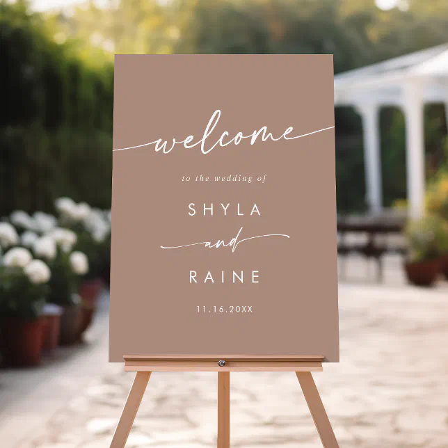 Boho Chic Neutral Taupe Wedding Welcome Sign | Zazzle