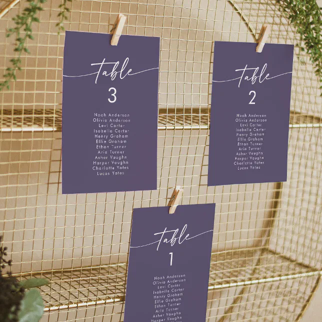 Boho Chic Plum Purple Hanging Seating Chart Invitation | Zazzle