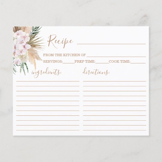 Boho Chic Recipe Card | Zazzle