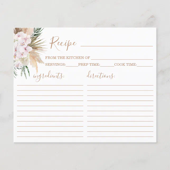 Boho Chic Recipe Card | Zazzle